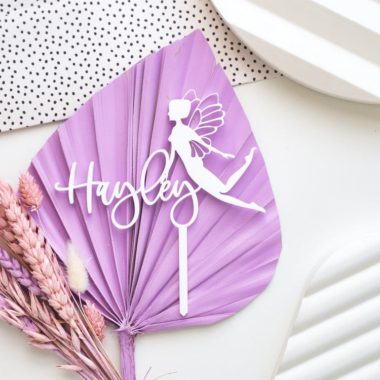 Personalised Fairy Name Cake Topper Gold Silver Pink Blue By Inketch – inketch