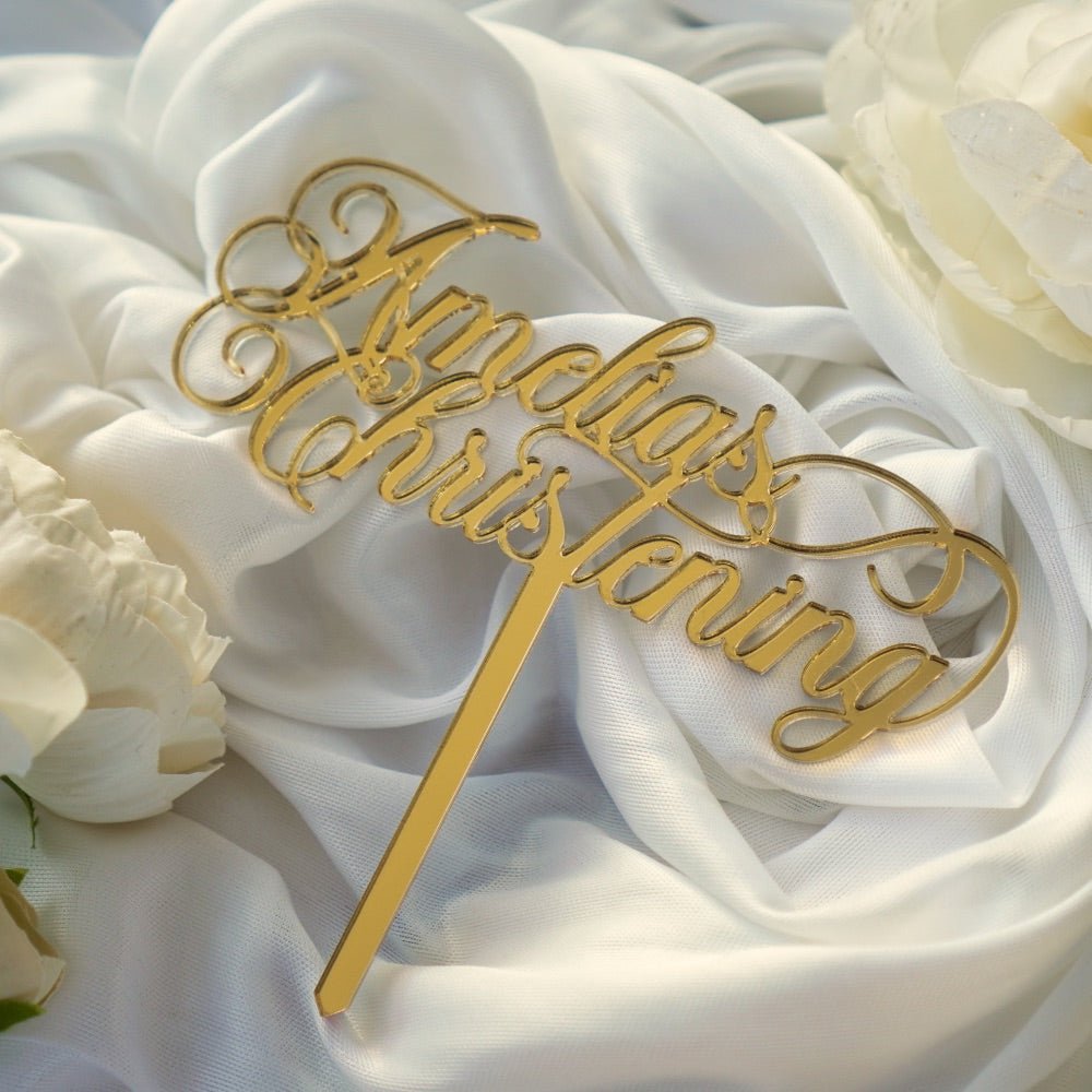 Personalised Christening Name Cake Topper Gold Silver By Inketch – inketch